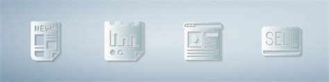 뉴스 그래프 차트가 있는 문서 이력서 및 판매 버튼을 설정합니다 종이 아트 스타일 벡터 3차원 형태에 대한 스톡 벡터 아트 및 기타 이미지 Istock