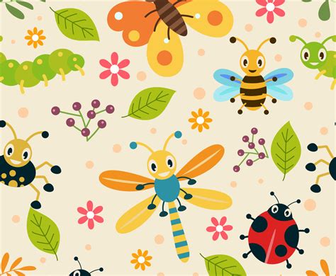 Bugs And Insect Seamless Pattern Vector Art And Graphics