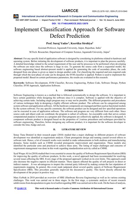 Pdf Implement Classification Approach For Software Defect Prediction