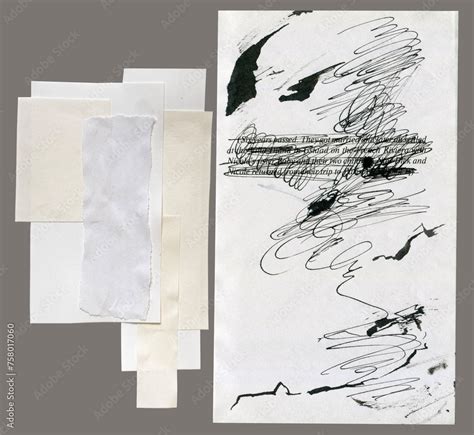 Torn Paper Pieces Set Of Two Pieces White Shapes With Jagged Uneven