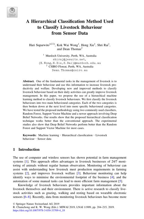 Pdf A Hierarchical Classification Method Used To Classify Livestock