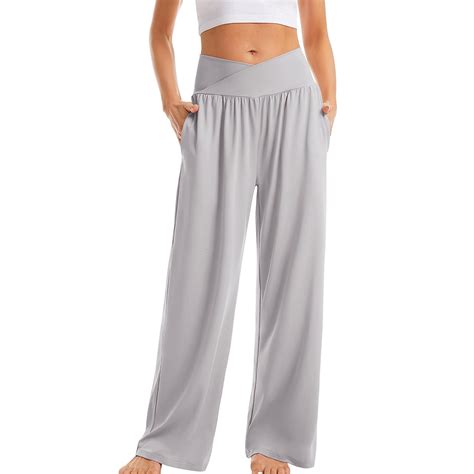 Vsssj Womens Wide Leg Yoga Pants With Pockets Relaxed Fit Casual Comfy