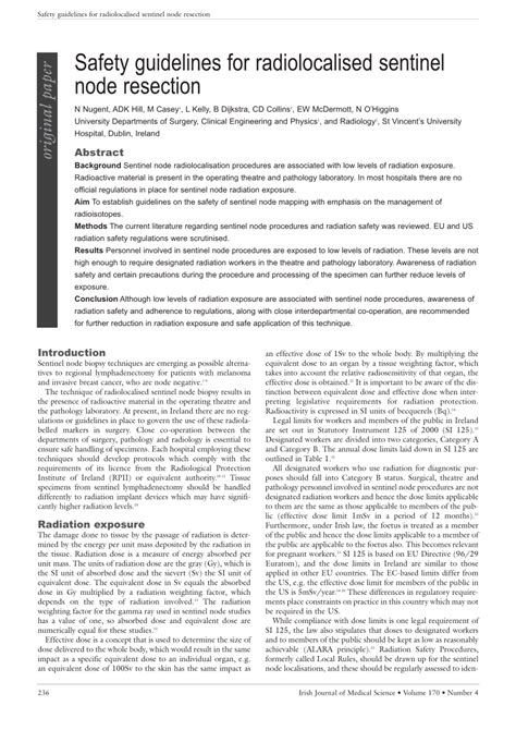 Pdf Safety Guidelines For Radiolocalised Sentinel Node Resection