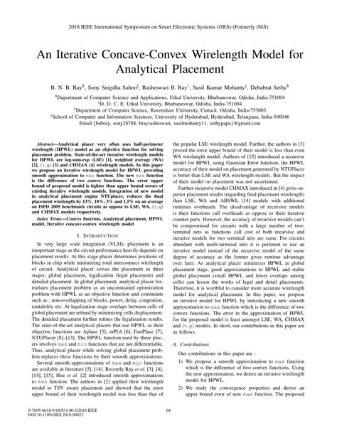Pdf An Iterative Concave Convex Wirelength Model For Analytical Placement