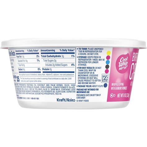 Cool Whip Frosting Nutrition