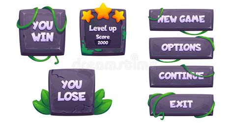 Stone Buttons Set For Game Ui Design Stock Vector Illustration Of Border Plaque 325428661