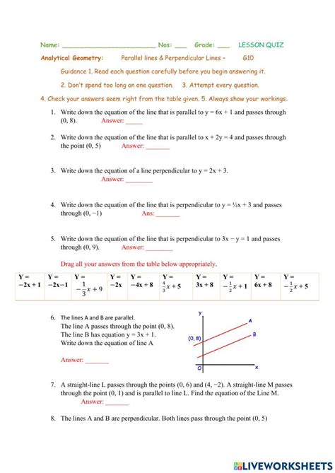 analytical geometry parallel lines and perpendicular lines g10