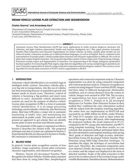 Pdf Indian Vehicle License Plate Extraction And … 57 Pdf · Indian Vehicle License Plate