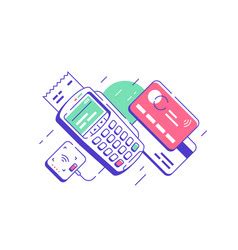 Pos Nfc Payment Machine Icon Nfc Terminal Card Vector Image