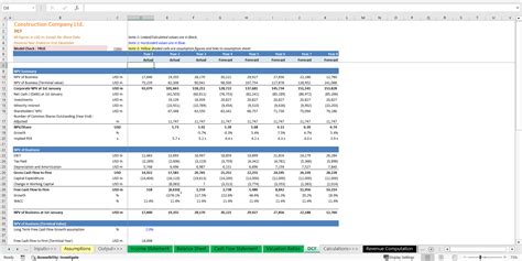 DCF Valuation Excel Model Engineering Construction Template Excel XLS