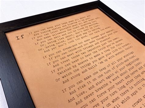 If By Rudyard Kipling Leather Engraved Wall Art Inspirational T