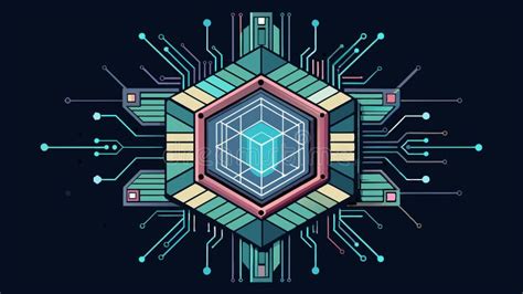 processor chip form lines triangles and particle style design