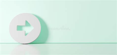 3d Rendering Of White Symbol Of Right Arrow In Circle Icon Leaning On
