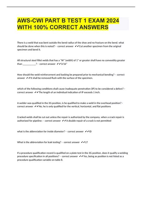 Aws Cwi Part B Test 1 Exam 2024 With 100 Correct Answers Aws Cwi