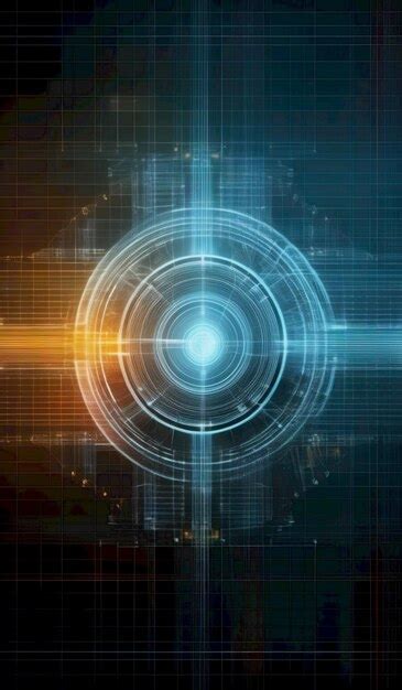 Concentric Circles Glowing Light Dark Background Circuitry Premium Ai Generated Image