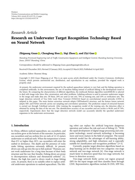 Pdf Research On Underwater Target Recognition Technology Based On Neural Network