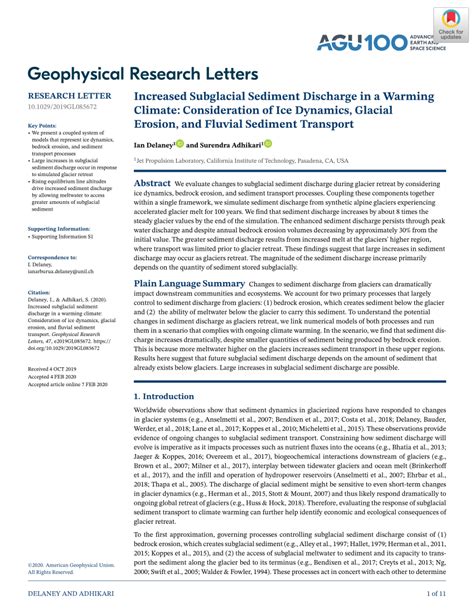 Pdf Increased Subglacial Sediment Discharge In A Warming Climate Consideration Of Ice