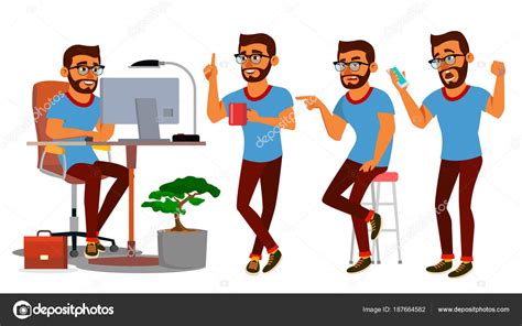 Business Man Character Vector Working Hindu Male It Startup Business Company Environment