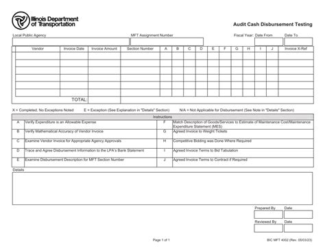 Form Bic Mft4002 Download Fillable Pdf Or Fill Online Audit Cash Disbursement Testing Illinois