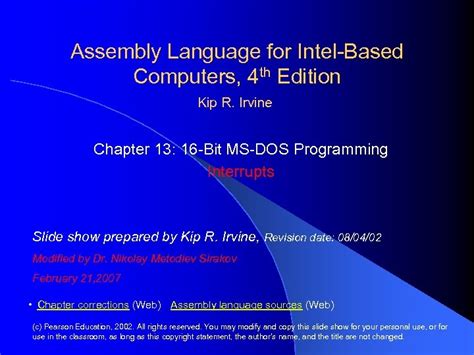 Assembly Language For Intel Based Computers 4 Th Edition