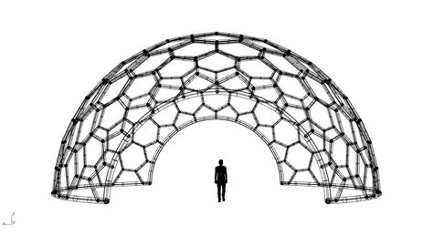 Hexagonal Dome Structure Geodesic Like Wireframe Design V2 3d Model Cgtrader