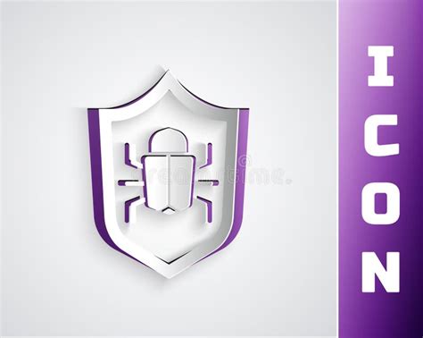 Paper Cut System Bug Concept Icon Isolated On Grey Background Code Bug Concept Bug In The