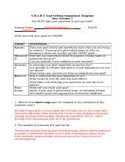 SMART Goal Setting Assignment Docx S M A R T Goal Setting Assignment Template Due October 1
