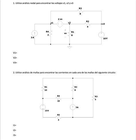 solved 1 use nodal analysis to find the voltages v1 v2