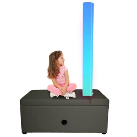 Sensory Waterless Led Tube H180cm Grey Padded Rectangular Plinth