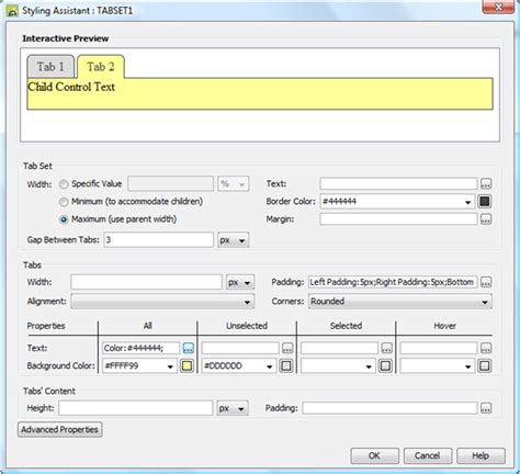 Tab Set Control