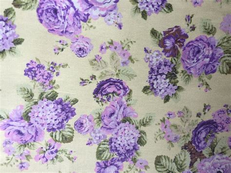 Yellow And Purple Floral Cotton Fabric