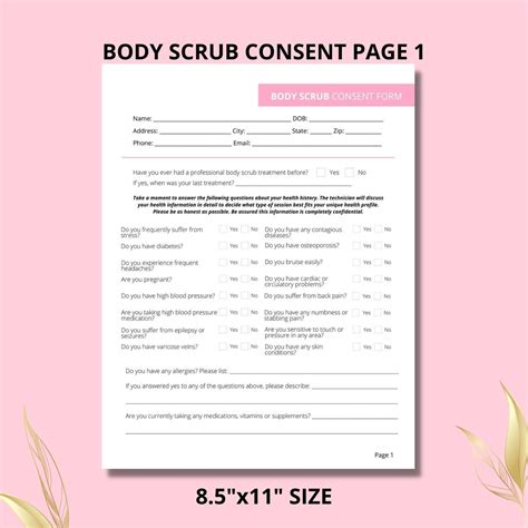 Body Scrub Consent Form Diy Editable Printable 2 Page Canva Etsy