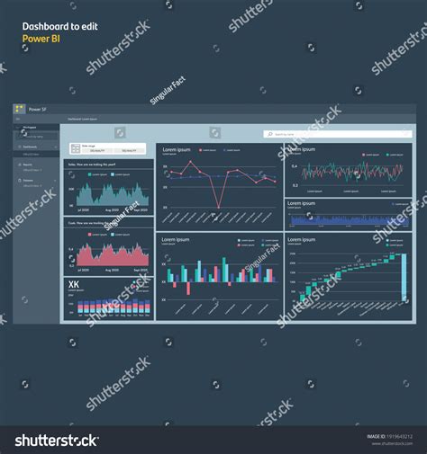 Dark Infographic Dashboard Power Bi Over Royalty Free Licensable Stock Vectors Vector Art