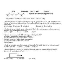 Quiz And Test MOTION TEST PACKAGE Grade 11 Physics Kinematics Test Ver 6