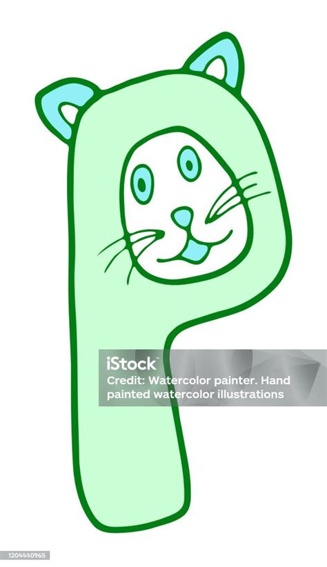 낙서 스타일의 고양이와 영어 문자 P 0명에 대한 스톡 벡터 아트 및 기타 이미지 0명 가축 개념 Istock