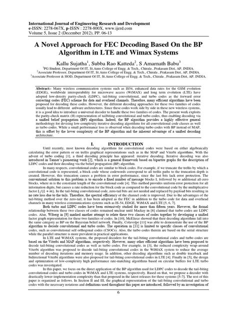 A Novel Approach For Fec Decoding Based On The Bp Algorithm In Lte And
