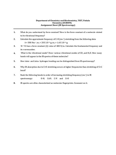 Ir Spectroscopy Assignment Pdf
