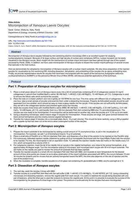 Pdf Microinjection Of Xenopus Laevis Oocytes