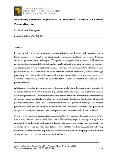 Enhancing Customer Experience In Insurance Through Ai Driven Personalization Pdf Machine