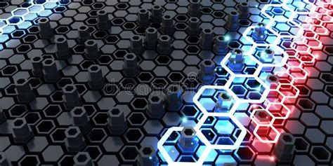 Technology Background Hexagon Shape Modern Geometric Texture Abstract With Glowing Neon Lines 3d