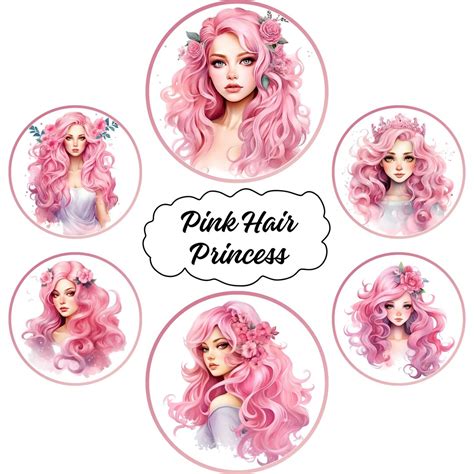 Watercolor Pink Hair Princess Clipart Fairytale Doll Fantasy Pretty Girl Pinky Princess