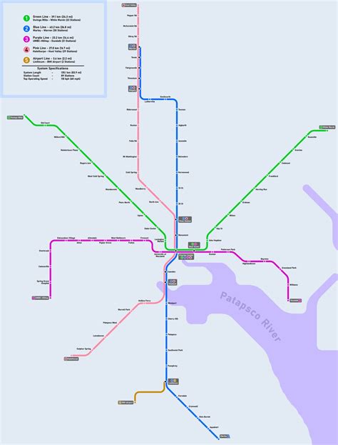 Baltimore Metro Subwaylink — Map Lines Route Hours Tickets
