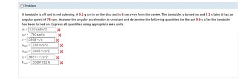 Solved A Turntable Is Off And Is Not Spinning A 0 2 G Ant