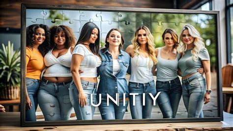 Plus Size Model Puzzle Border Frame With Unity Text Concept As A Border