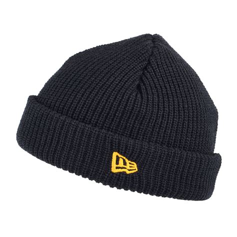 New Era Gerippte Kurzer Umschlag Beanie Mütze Marineblau Hüte Und