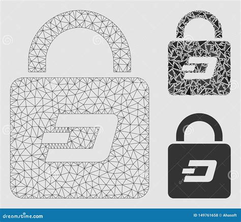Dash Lock Vector Mesh Carcass Model And Triangle Mosaic Icon Stock Vector Illustration Of Grid