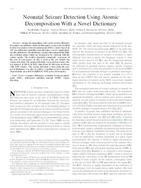 pdf neonatal seizure detection using atomic decomposition with a