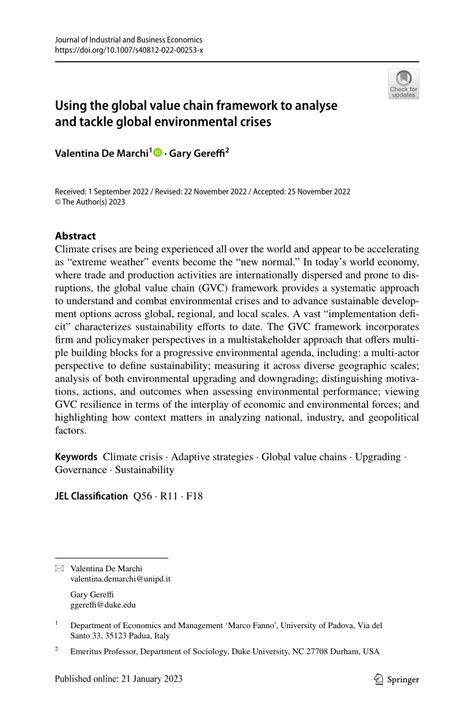 Pdf Using The Global Value Chain Framework To Analyse And Tackle