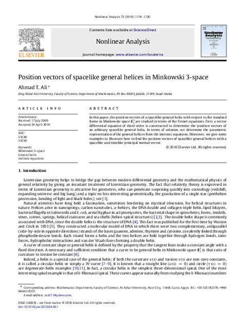 Pdf Position Vectors Of Spacelike General Helices In Minkowski 3 Space