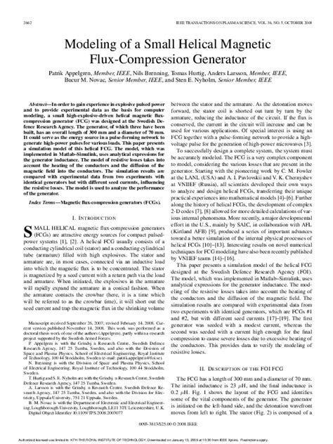 Pdf Modeling Of A Small Helical Magnetic Flux Compression Generator